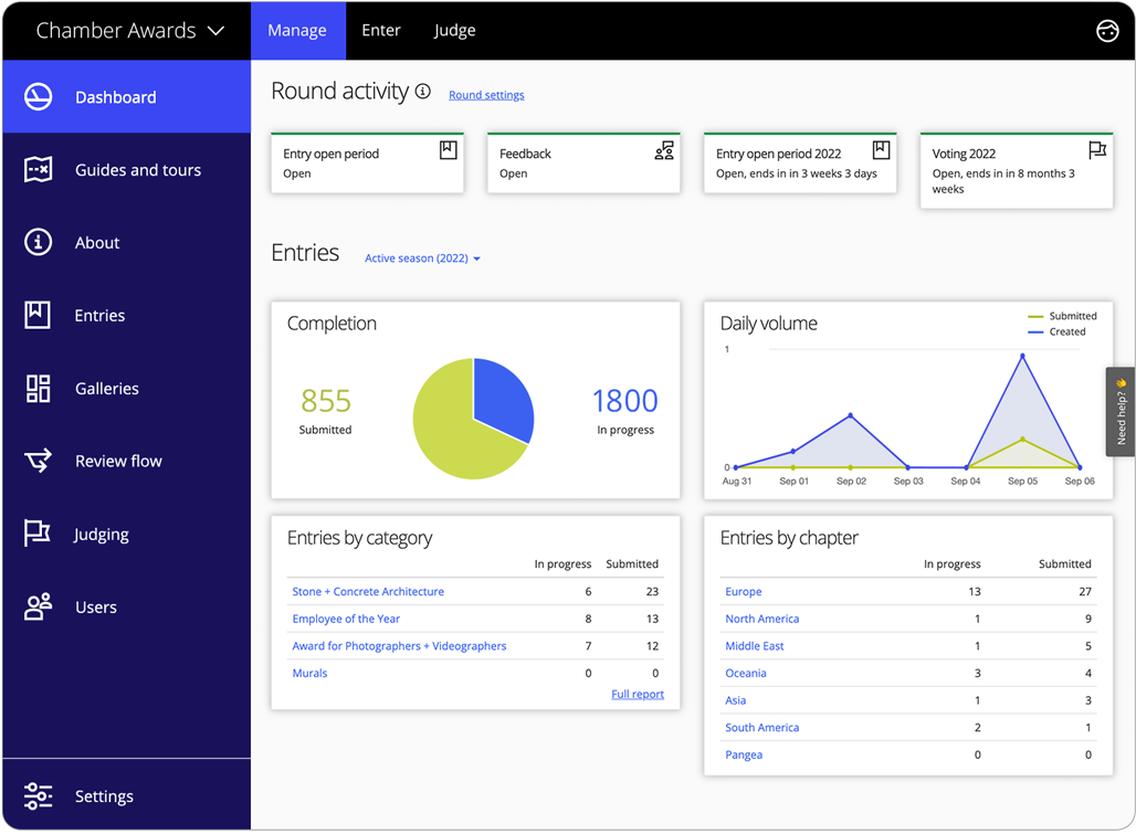 Report and export - Awards Management Software